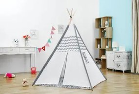 Stan Teepee indiánský šedý s oknem / Dětský stan / 120 x 150 x 120 cm