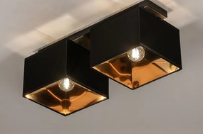 Stropní designové černé svítidlo do ložnice Anders Black and Gold II