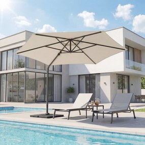 Costway 3 m slunečník s 360° rotací ventilační otvor křížová základna klika