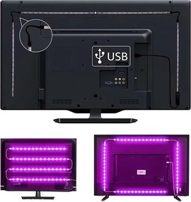 LED světelný pásek WM58 RGB pro TV s WiFi, 4x 50 cm, vícebarevná