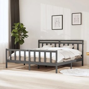 Rám postele šedý masivní dřevo 200 x 200 cm,  3100980 HangarStore.cz