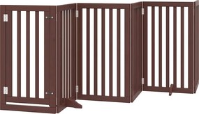 Zábrana pro psy s dvířky skládací 12 panelů hnědá 600 cm topol 3155663