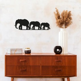 Nástěnná kovová dekorace ELEPHANT FAMILY II černá