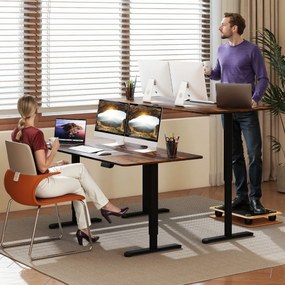 Costway Elektrický stojánek výškově nastavitelný stůl ergonomický – hnědý