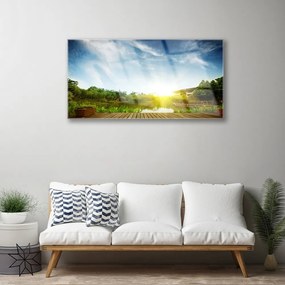 Obraz na skle Jezero Krajina 100x50 cm