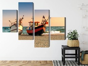 Vícedílný obraz Rybářské Lodě Na Pláži Nedostatek Nedostatek Plátno Canvas 160x100
