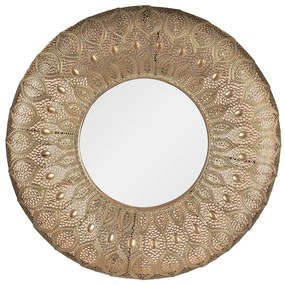 Nástěnné zrcadlo ve zlatém kovovém rámu - Ø 60*6 cm