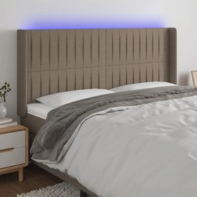 Čelo postele s LED taupe 183x16x118/128 cm textil