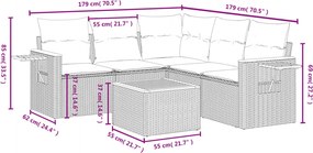 6dílná zahradní sedací souprava s poduškami černá polyratan 3259206