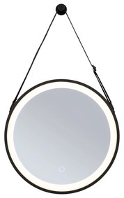 Paulmann 71092 Miro, kulaté zrcadlo s osvětlení a závěsem, 7,5W LED Tunable White, černá, průměr 40cm, IP44
