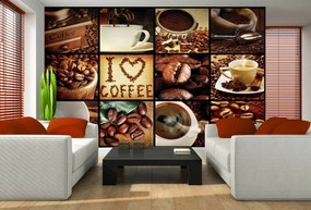 Fototapeta - I love coffee - koláž (152,5x104 cm)