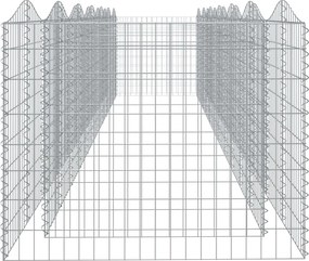 Klenutý gabion vyvýšený záhon 600x100x100 cm pozinkované železo 153556
