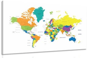 Obraz barevná mapa světa na bílém pozadí - 120x80 cm