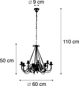 Chytrý lustr rezavě hnědý 8-světlo vč. Wifi B35 - Giuseppe