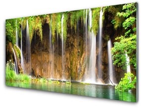 Obraz na skle Vodopád Příroda 125x50 cm