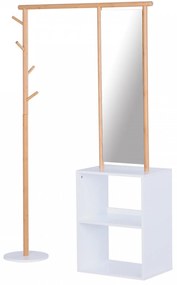 Botník s věšákem Goleto FIN | bílý+bambus