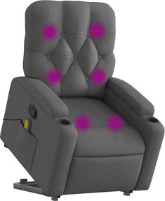 Zvedací masážní polohovací křeslo tmavě šedé textil 3204723