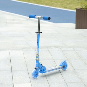 HOMCOM Dětská koloběžka s LED koly, 124 mm kolečka, skládací, výškově nastavitelná, s hudbou, zadní brzda, modrá