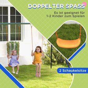 Dětská houpačka Outsunny s rámem, dvoumístná houpačka, houpací rám, zahradní houpačka z oceli, bezpečná, stabilní | Aosom.de
