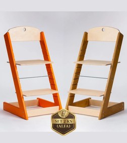 Lucas Wood Style - rostoucí židle ALFA III zvýhodněný set 2 ks - oranžová + buk