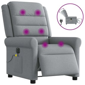 Elektrické masážní polohovací křeslo světle šedé textil 3303304