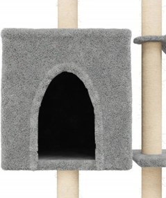 Škrabadlo pro kočky se sisalovými sloupky světle šedé 145 cm 172095