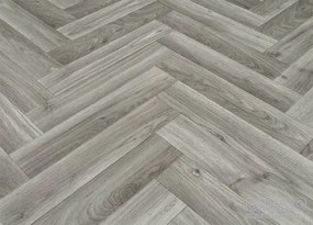 Breno PVC CROWN Oak Chevron 919D - šedé parkety, šíře 100 cm