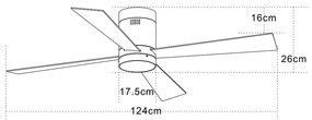 Zambelis 19138 stropní AC ventilátor s LED osvětlením, chrom, hnědé dřevo, ø124cm