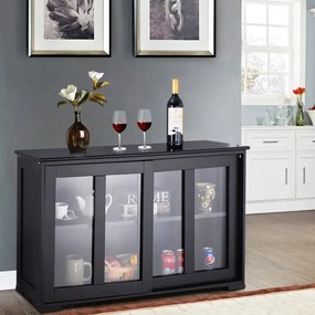Costway Příborník s posuvnými dvířky 106,5 cm, černý