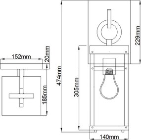 Venkovní lucerna Elstead PORTER M 47 cm zvětralý zinek