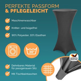 Barový stolek bílý s potah antracitová Ø72cm skládací 110cm výška