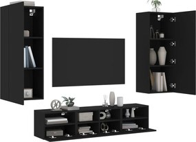 vidaXL 5dílná obývací stěna kompozitní dřevo [3216544] Barva: Černá