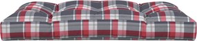 Poduška na palety červená károvaná 120 x 80 x 12 cm textil 314421