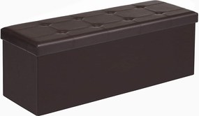 Puf, skládací úložná lavice otoman 120l, 110 x 38 x 38 cm, hnědý