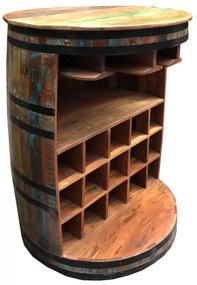 Barevný barový stůl ve tvaru soudku z recyklovaného dřeva Openwater 67cm