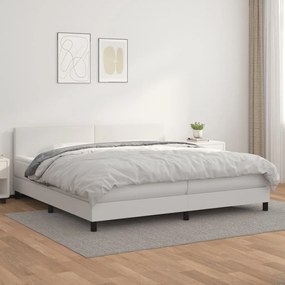 Box spring postel s matrací bílá 200x200 cm umělá kůže,  3141024