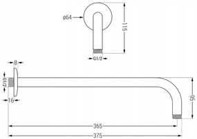 Mexen KAI, podomítkové rameno 40cm + sprchová hlavice 30cm, chrom, 79230-00 + 79211-00