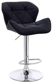 LuxuryForm DESIGN Barová židle MILANO VELUR na stříbrné kulaté podstavě - černá