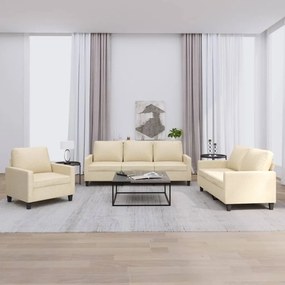 3dílná sedací souprava s poduškami krémová textil 3201430