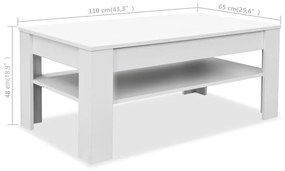 vidaXL Konferenční stolek dřevotříska 110x65x48 cm bílá