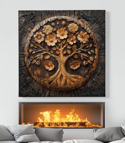 Obraz na plátně - Strom života Flow Air, dřevo styl FeelHappy.cz Velikost obrazu: 120 x 120 cm