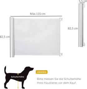 Schodišťová branka PawHut výsuvná bezpečnostní branka do dveří bezpečnostní přepážka PVC bílá 115x82,5 cm pro děti a domácí zvířata | Aosom.de