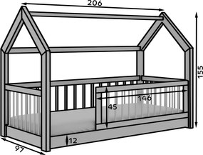 ADRK Furniture Postel Domek Graja s matrací