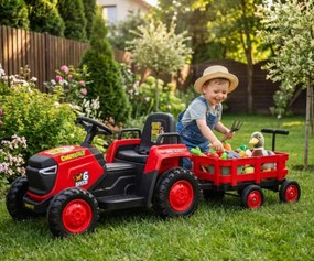 Elektrický traktor s přívěsem Rolly červený