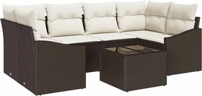 Set pohovek 7 ks Hnědá a krémová polyratan 3355287