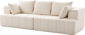 HOMCOM 3-místná pohovka z čenilu 248 cm, moderní obývací pokojová pohovka, široké polstrované sedátko, polštáře s kapesními pružinami, béžová