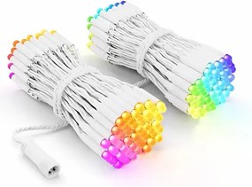 Barevná světýlka venkovní Twinkly strings 25 m Dual Pro, 2× 125 LED RGB, bílý kabel, IP44, 2× 12,5 m