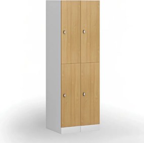 Šatní skříňka S1 s úložnými boxy, 2 boxy, 1850 x 300 x 500 mm, otočný zámek, laminované dveře, dub přírodní