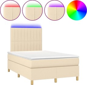 Box spring postel s matrací a LED krémová 120 x 200 cm textil 3135586