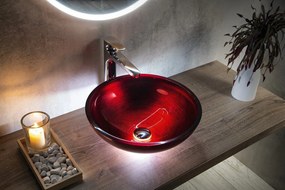 Sapho Sapho, MURANO ROSSO IMPERO skleněné umyvadlo na desku, průměr 40cm, červené, AL5318-63